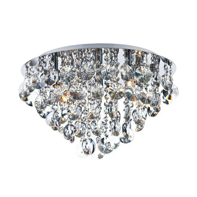 Jester 5 Light Flush Polished Chrome complete with Clear Droppers by ...