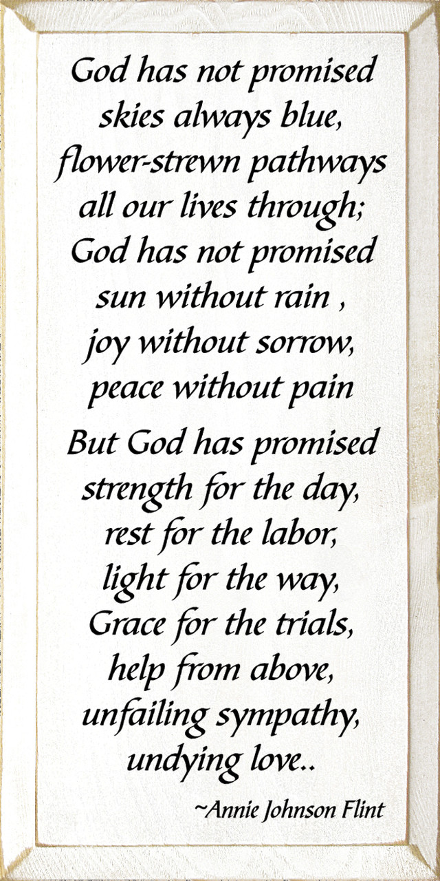 God Has Not Promised.. | Christian Wood Sign.. Skys Always Blue ...