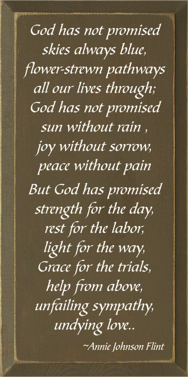 God Has Not Promised Skies Always Blue, Flower-Strewn Pathways All Our ...