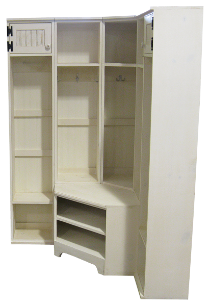 CUSTOM - Corner Locker Setup with Shelves & Doors - Sawdust City LLC