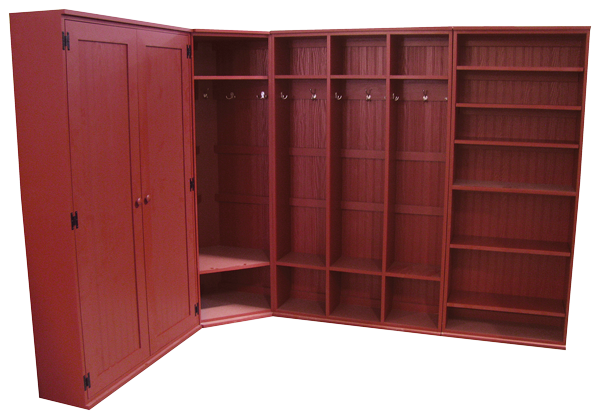 CUSTOM - Corner Locker Setup with Shelves & Doors | Custom Wood Locker ...