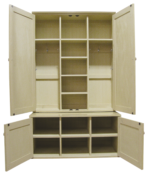 CUSTOM - Large Locker Unit on Bench | Custom Pine Bench | Sawdust City ...