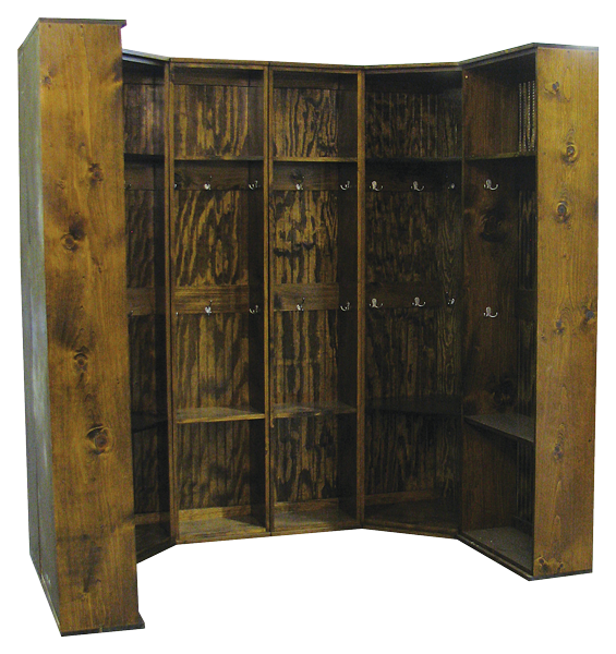 CUSTOM - Corner Locker Setup with Shelves & Doors - Sawdust City LLC