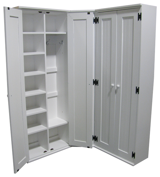 CUSTOM - Corner Locker Setup with Shelves & Doors - Sawdust City LLC