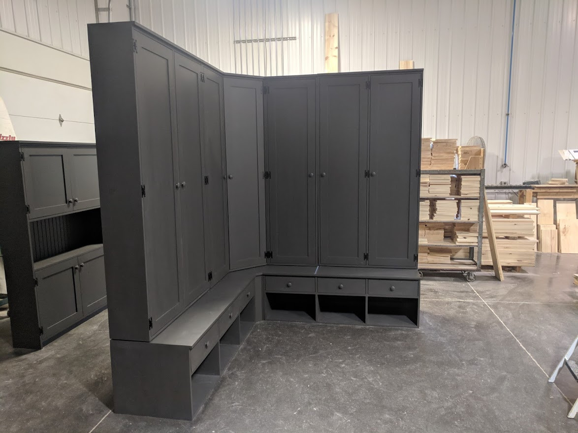 CUSTOM - Wrap-around Corner Locker/Bench combo | Sawdust City Custom ...
