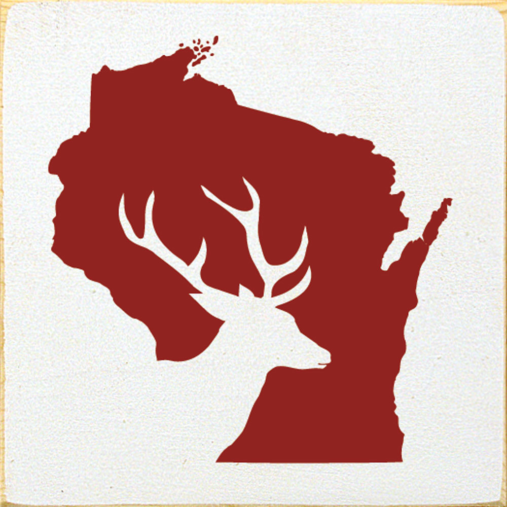 Wisconsin (Buck Cutout) | Wooden Wisconsin Signs | Sawdust City Wood Signs