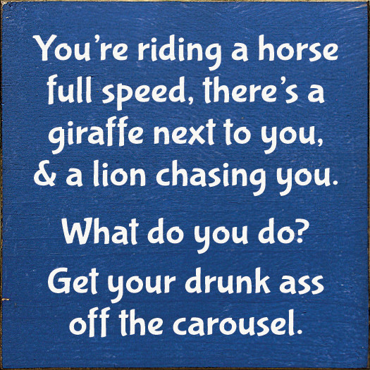 You're riding a horse full speed, there's a giraffe next to you, and a ...