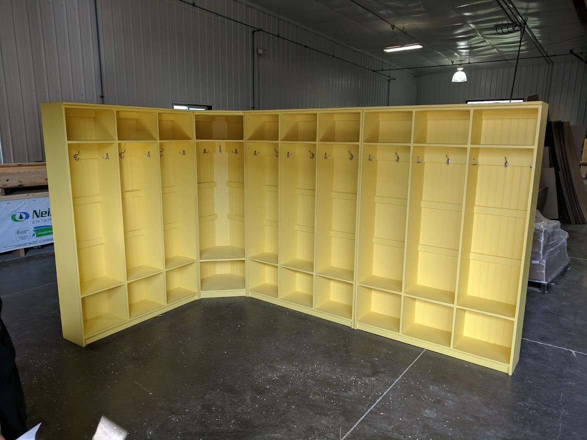 CUSTOM - Corner Locker setup w/ 10 Sections | Sawdust City Custom Furniture