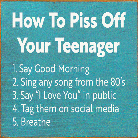 How To Piss Off Your Teenager 1. Say Good Morning 2. Sing any song from ...