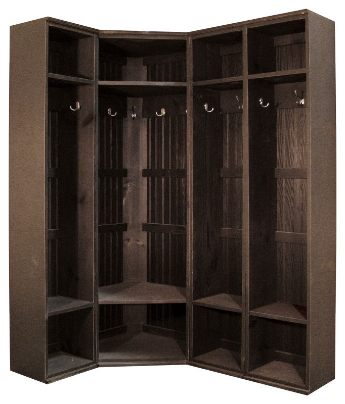 CUSTOM - Corner Locker Setup with Shelves & Doors - Sawdust City LLC