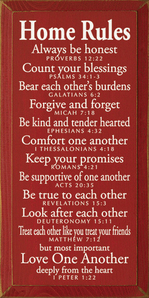 Home Rules - Always be honest - Proverbs 12:22...|Wood Sign With Bible ...