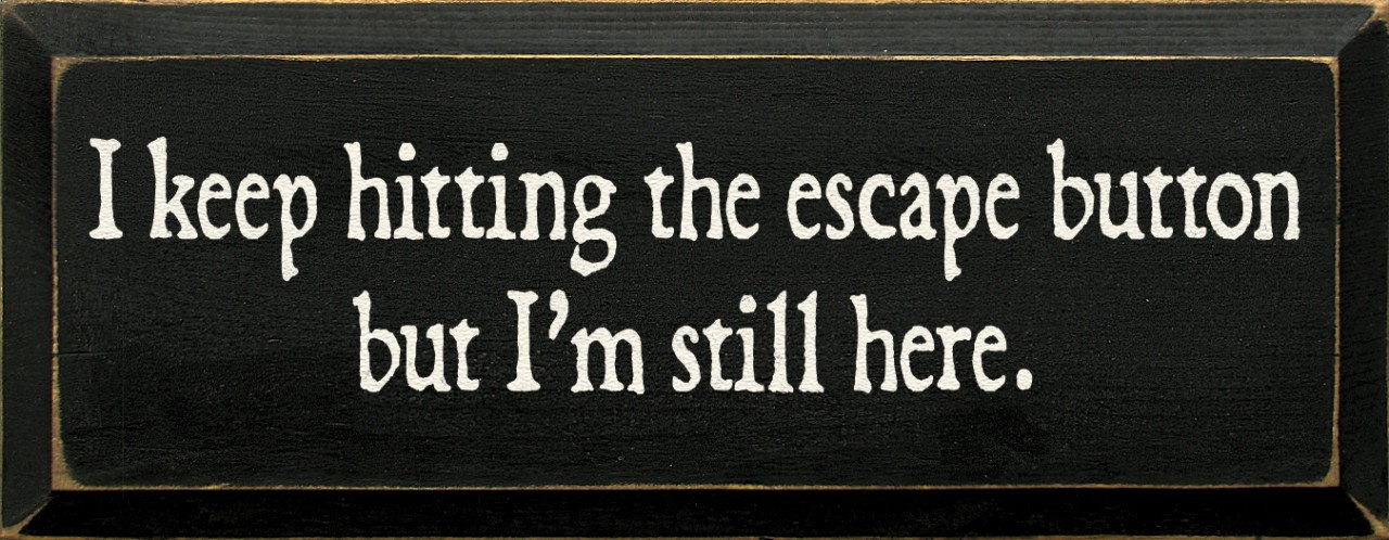 I Keep Hitting The Escape Button But I'm Still Here |Funny Wood Sign ...
