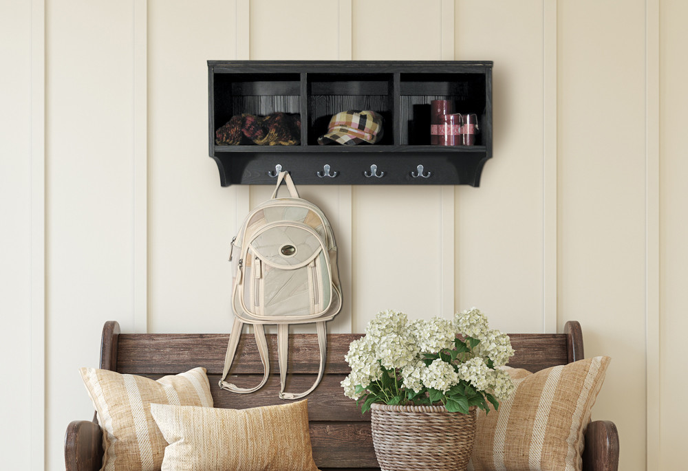 Cubby Shelf | Wooden Shelf with Three Cubbies and Four Hooks | Sawdust ...