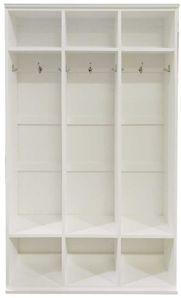 3-Section Wood Locker Unit | Wooden Storage Unit with Shelves and Hooks ...