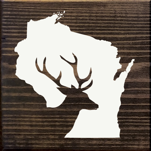 Wisconsin (Buck Cutout) | Wooden Wisconsin Signs | Sawdust City Wood Signs