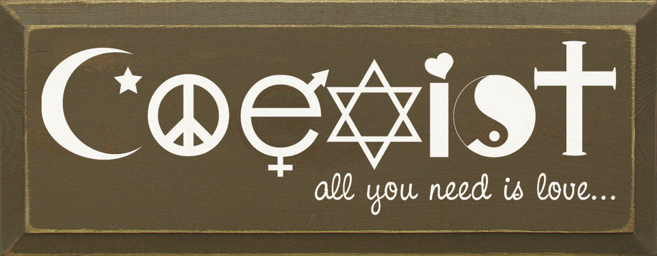 Coexist - all you need is loveÂ… |Love Wood Sign| Sawdust City Wood Signs