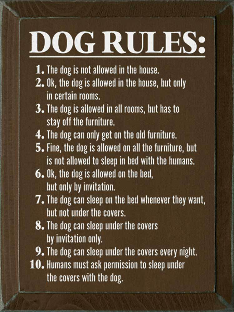 Dog Rules: 1. The dog is not allowed in the houseÂ…. |Dog Rules Wood ...