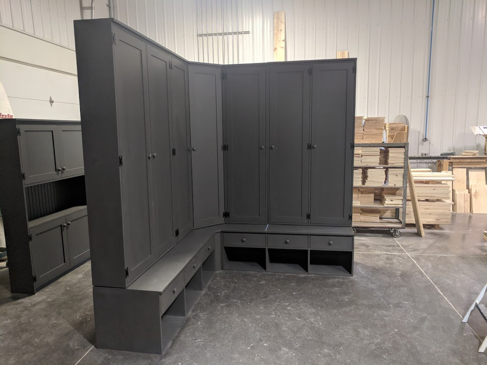 CUSTOM - Wrap-around Corner Locker/Bench combo | Sawdust City Custom ...