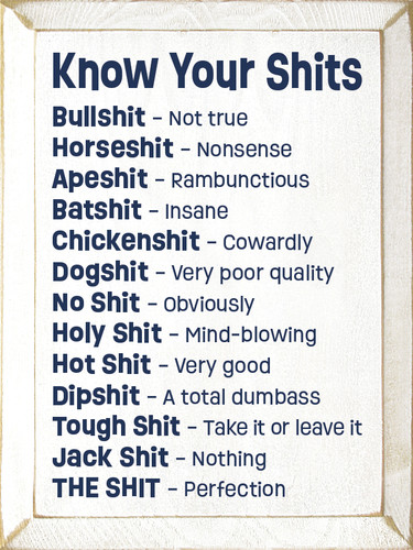 Funny Wood Wall Sign: Know Your Shits | Sawdust City LLC