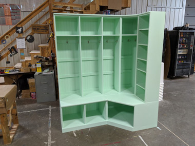 CUSTOM - Corner Locker Bench set up w/ extra storage | Sawdust City ...