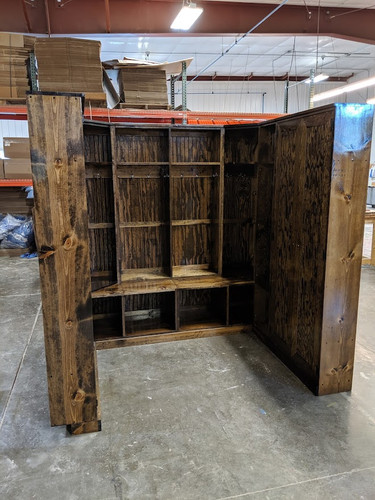 CUSTOM - Double Corner Locker Setup w/ Side Cabinets | Sawdust City ...