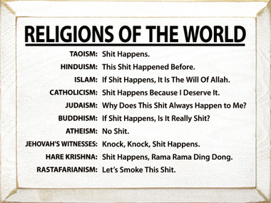 Religions Of The World | Funny Wooden Signs | Sawdust City Wood Signs