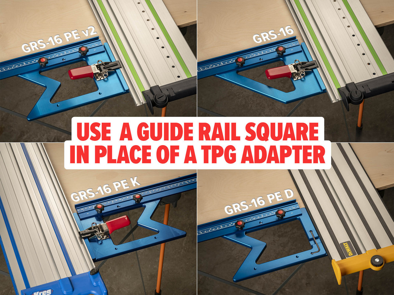 GRS-16 PE D Guide Rail Square for DeWalt Track Saws