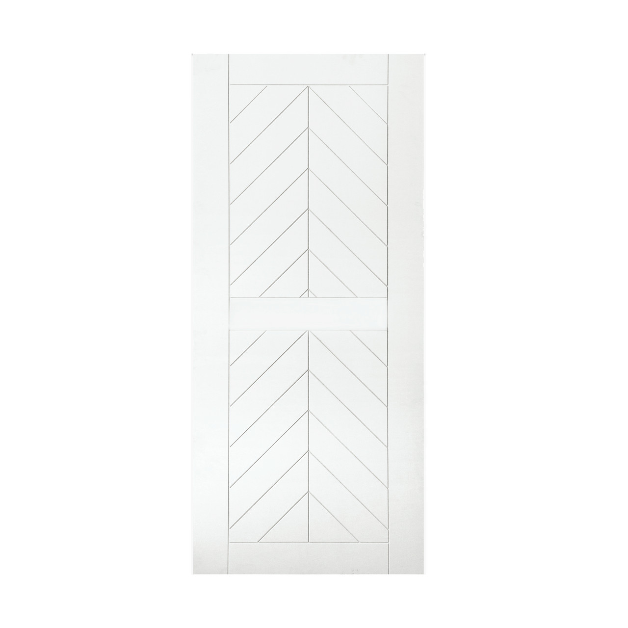 Quickship White Laminate 2 Panel Chevron MDF Barn Door - BarnDoorz