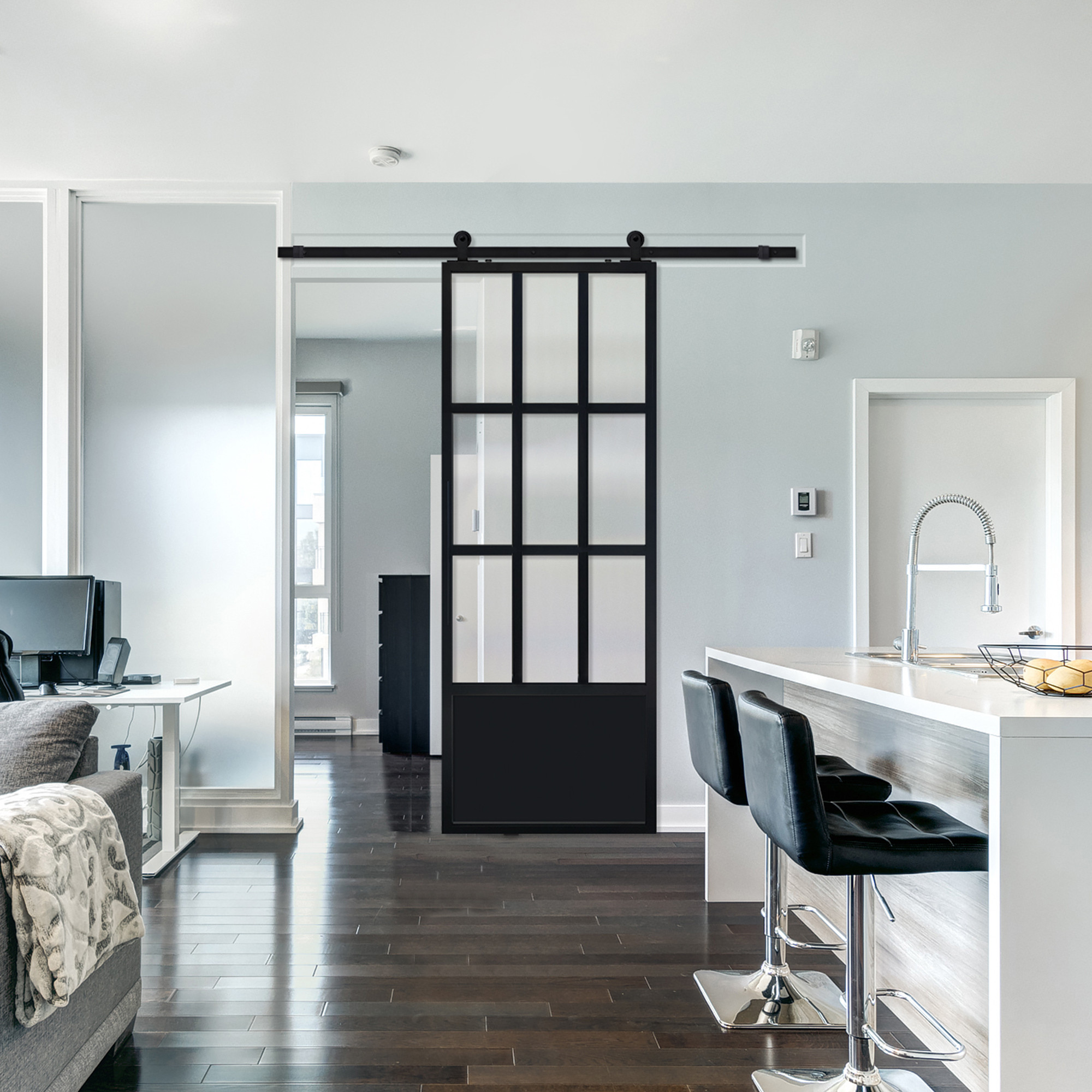 Modern French 9 Lite Barn Door - BarnDoorz