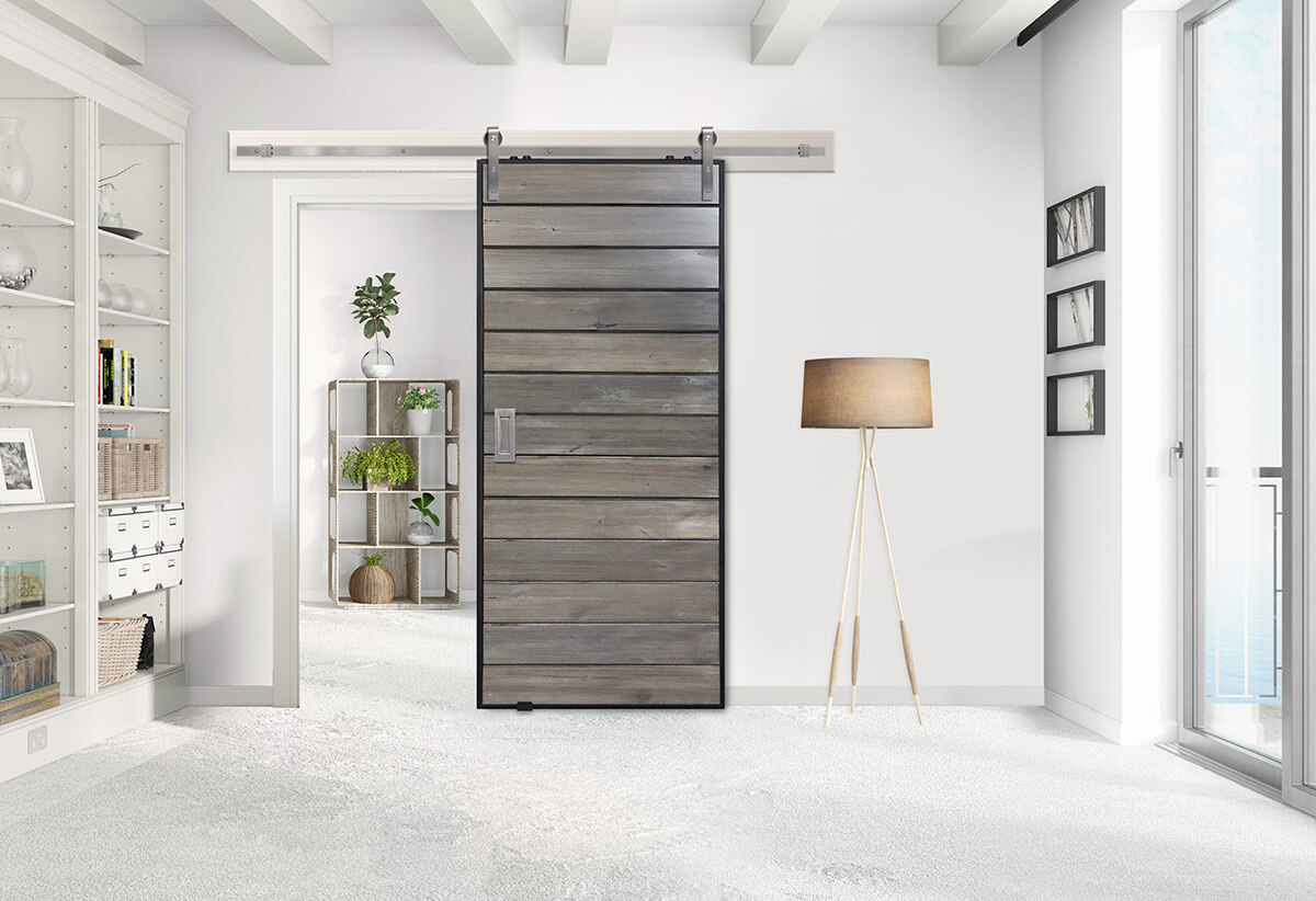 Barn Door Product Spotlight: Horizontal Iron Plank Barn Door ...