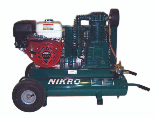 Nikro 9 H.P. Honda 2 Stage 175 PSI Portable Gasoline Compressor w/ Whip ...