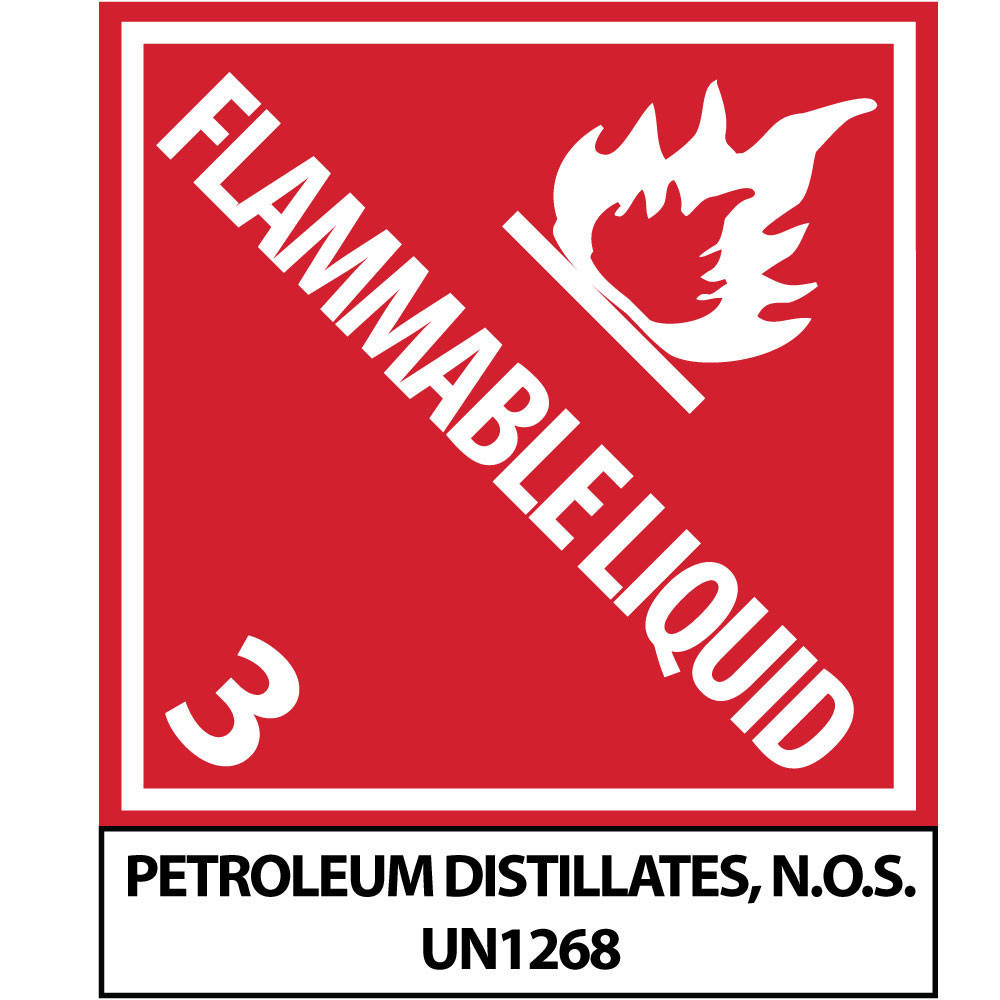 Dot Shipping Labels - Flammable Liquid3 - Petroleum Distillates - N.O.S ...