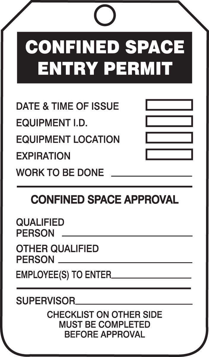 Confined Space Entry Permits - 25 Permits Per Pad - 8 1/2 X 11 - Ncr ...