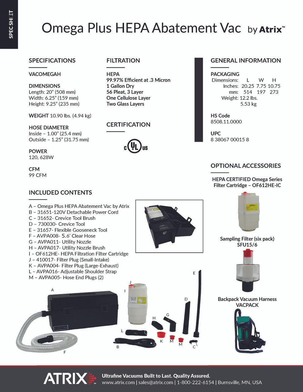 Atrix Ultivac HEPA Vacuum - Jendco Safety Supply