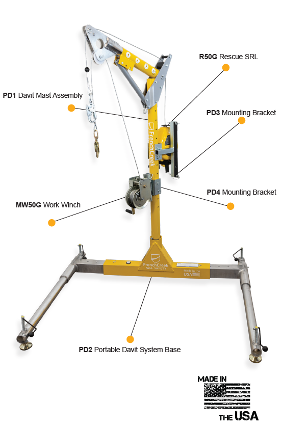 French Creek 4pc Confined Space Davit System with 12" to 30" Offset ...