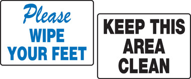 Tabletop Signs: Please Wipe Your Feet - Keep This Area Clean 3 1/2" x 5 ...