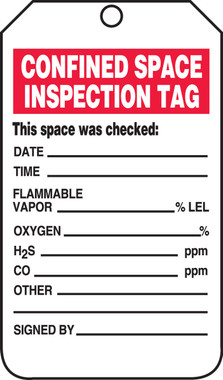 Confined Space Status Safety Tag: Confined Space Inspection Tag PF ...