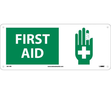 First Aid (W/Graphic) - 7X17 - Rigid Plastic - SA119R - Jendco Safety ...