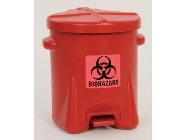 Eagle Biohazardous Poly Waste Can - Â 6 Gallon - Foot-Operated - Red ...