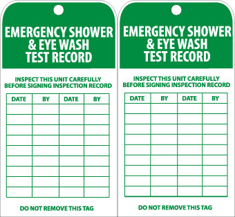 Tags - Emergency Shower And Eye Wash Test Record - 6X3 - Unrip Vinyl ...