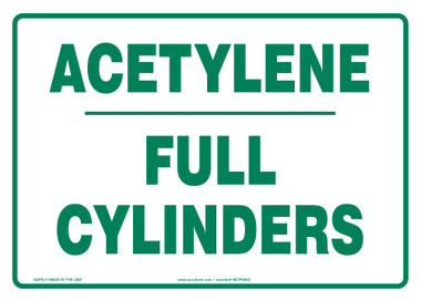 Safety Sign: Acetylene - Full Cylinders 10" x 14" Aluminum - MCPG532VA ...