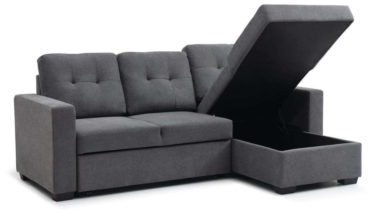 Hudson Corner Sofa Bed - Grey - Fitzgeralds Bed Centre