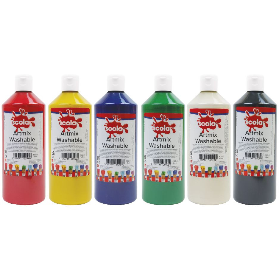 Washable Paint Assorted Colours 6 x 600ml | EYR