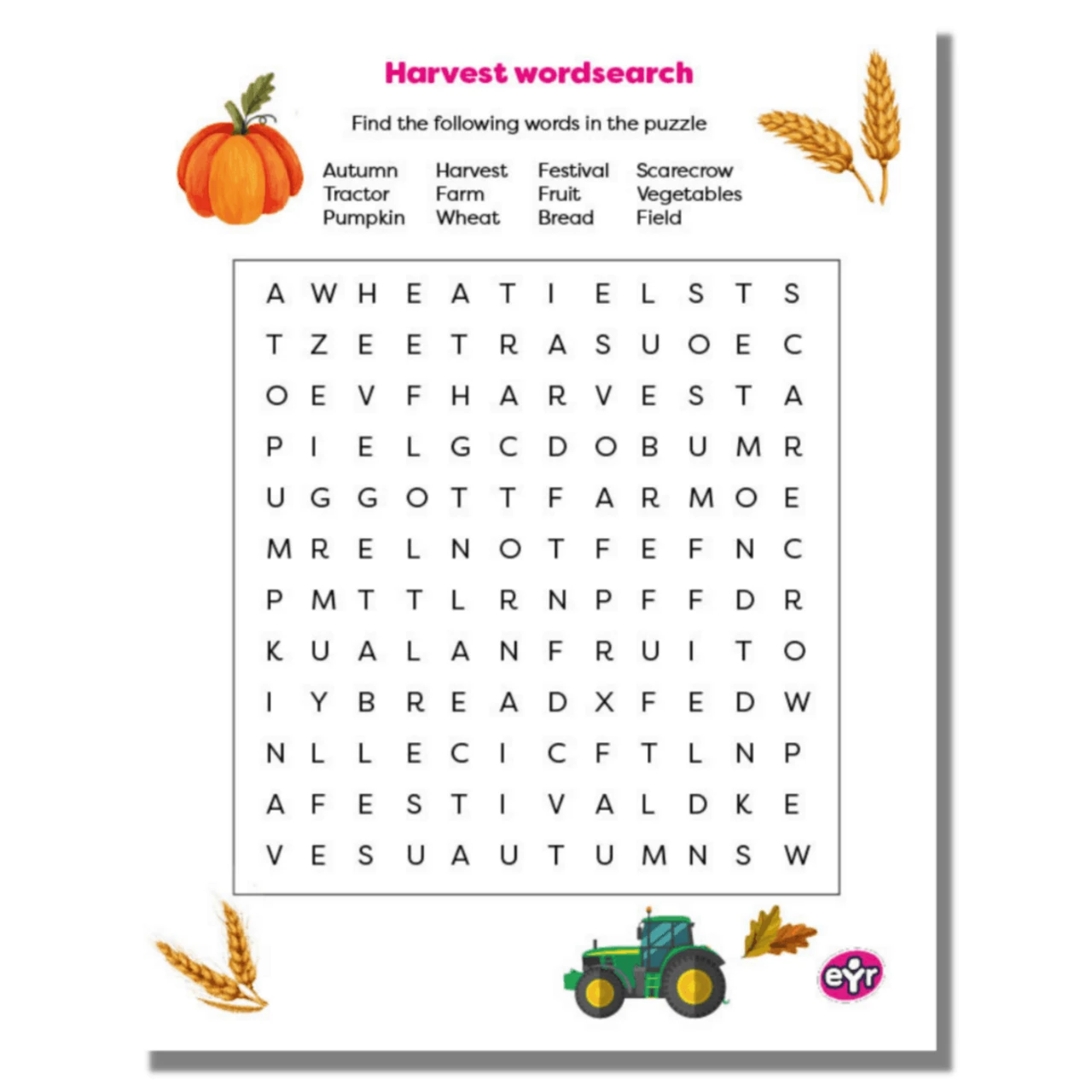 Autumn & Harvest Word search | EYR