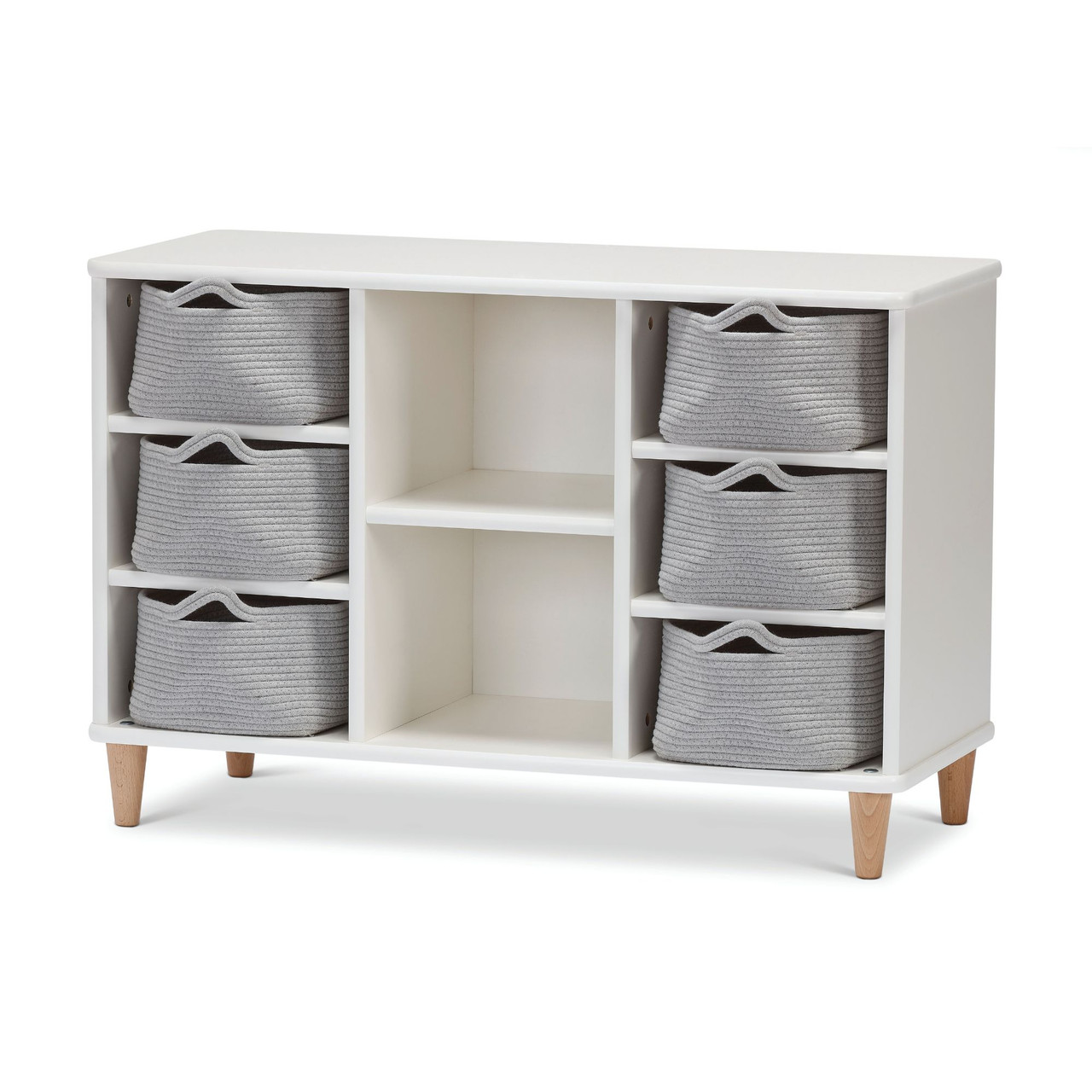 White Shallow Rope Basket Storage Unit | EYR