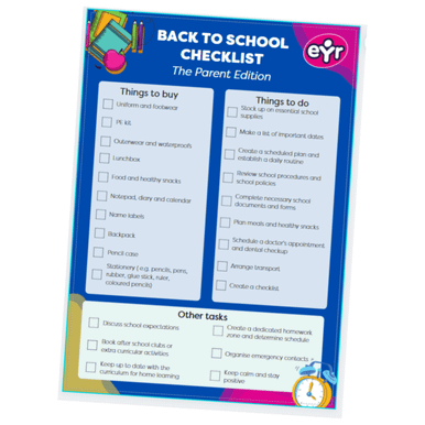 Parent's Back To School Checklist | Early Years Resources