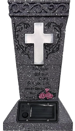 Solar Cemetery Vase with LED Cross Lamp Memorial Flower Holder (Bay 25-R)