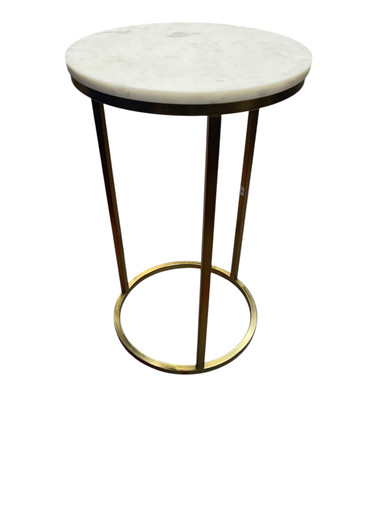 Delaney Round White Marble Side Table (RBay 3-B)