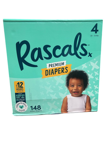 Rascals Size 4 Premium Diapers 148 Counts (Bay 23-F)