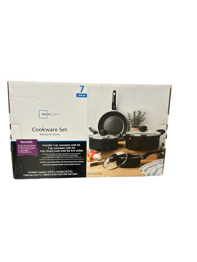 Mainstays 7 Piece Black Cookware Set (Bay 26-K)